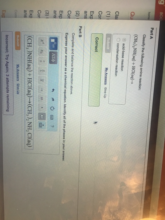 Solved Classify the following amine reaction: (CH_3)2NH(aq) | Chegg.com