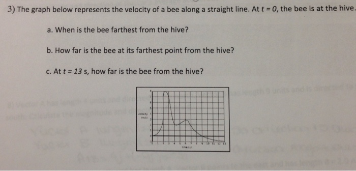 Solved The graph below represents the velocity of a bee | Chegg.com