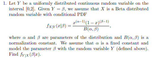 1 Let Y Be A Uniformly Distributed Continuous Random 
