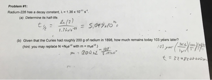 Solved Radium - 226 has a decay constant, lambda = 1.36 | Chegg.com