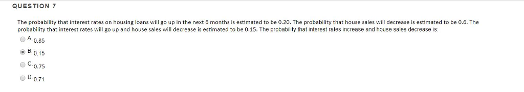 Solved QUESTION 7 The probability that interest rates on | Chegg.com