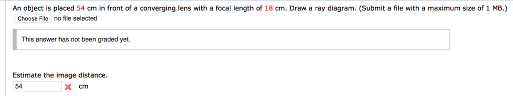 Solved An object is placed 54 cm in front of a converging | Chegg.com