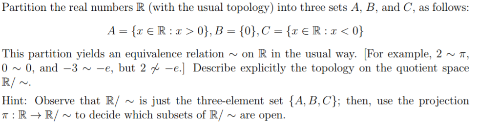 Solved Partition the real numbers R (with the usual | Chegg.com