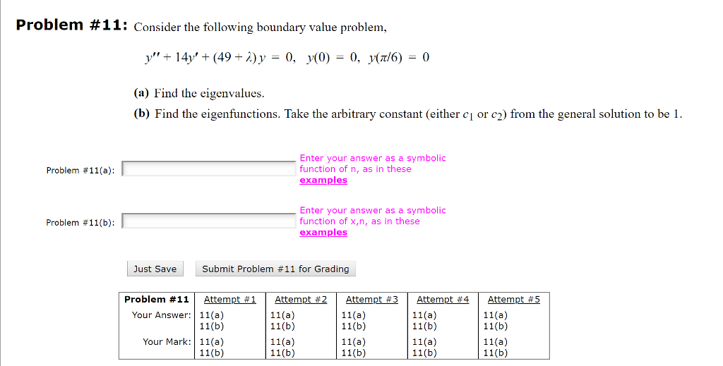 Solved Problem #11: Consider the following boundary value | Chegg.com
