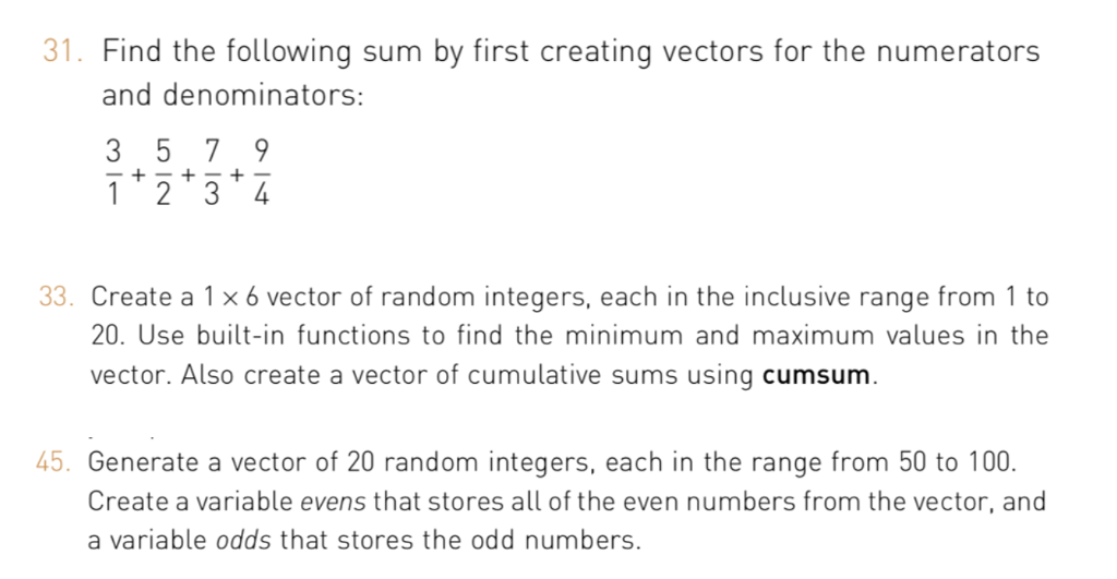 Solved 31. Find the following sum by first creating vectors | Chegg.com