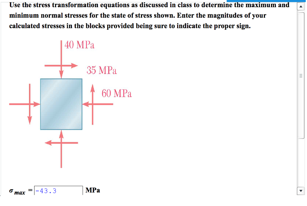 Solved Use the stress transformation equations as discussed | Chegg.com