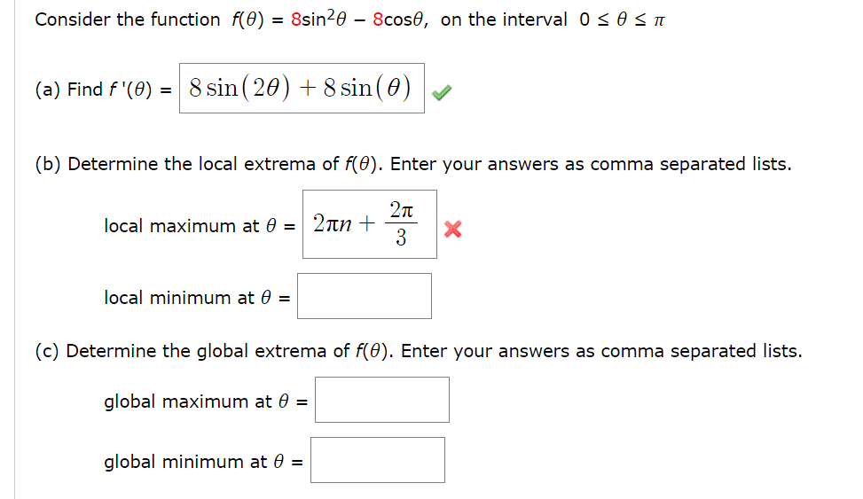 Solved Consider the function f(theta) = 8 sin^2 theta - 8 | Chegg.com