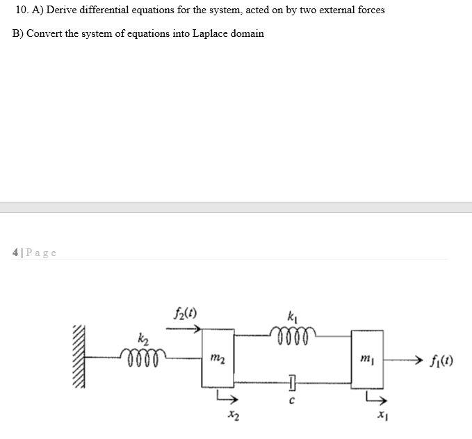 Solved A) Derive differential equations for the system, | Chegg.com
