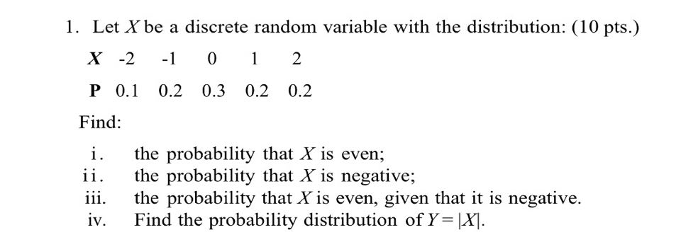 Solved Let X be a discrete random variable with the | Chegg.com