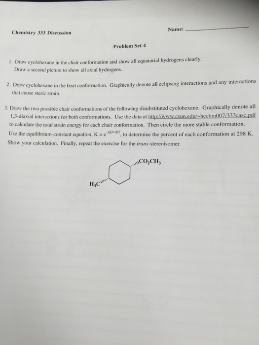 Solved Draw cyclohexane in the chair conformation and show | Chegg.com