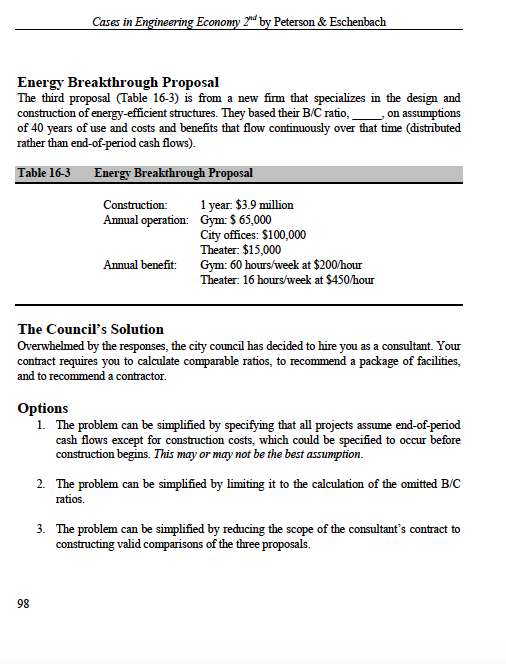 Solved nomy are sugetOU CASE 16 Great White Hall Proposal | Chegg.com