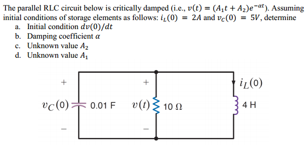 Solved The parallel RLC circuit below is critically damped | Chegg.com