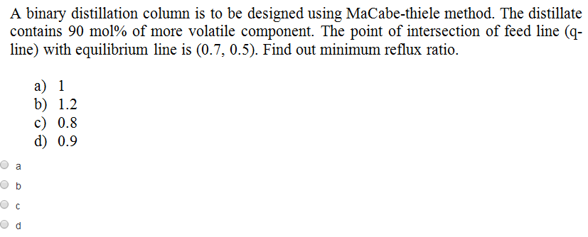Solved A binary distillation column is to be designed using | Chegg.com