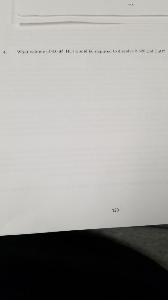 Solved 114 4. What volume of 6.0 M HCI would be required to | Chegg.com