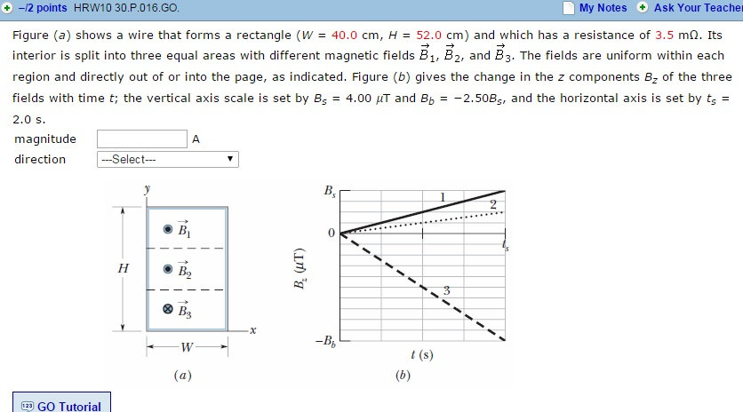 Solved Figure (a) shows a wire that forms a rectangle (W = | Chegg.com