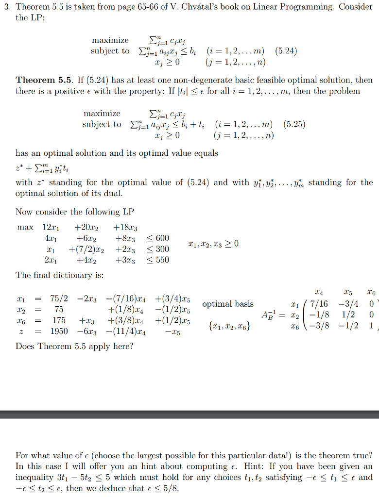 Solved Chvatal's book on Linear Programming. Consider the | Chegg.com