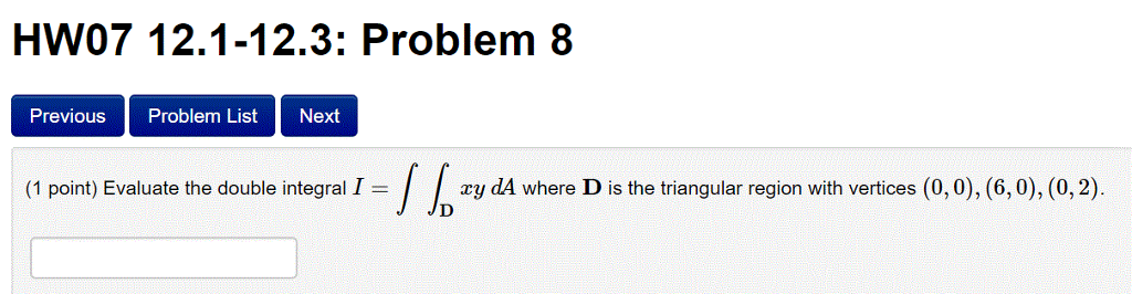 Solved HW07 12.1-12.3: Problem 8 Previous Problem ListNext | Chegg.com