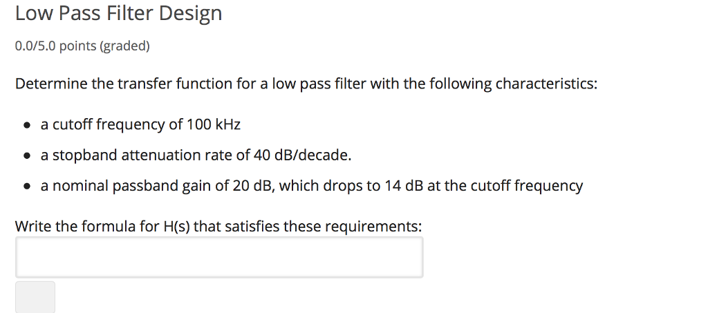 Solved Determine the transfer function for a low pass filter | Chegg.com