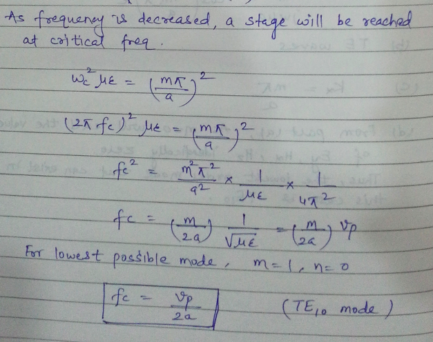 Solve and explain. omega^2_c mu epsilon = (m pi/a)^2 | Chegg.com