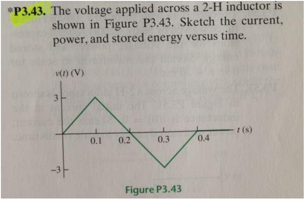 Solved The voltage applied across a 2-H inductor is shown in | Chegg.com