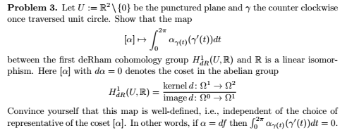 Let U: = R^2\{0} be the punctured plane and gamma the | Chegg.com