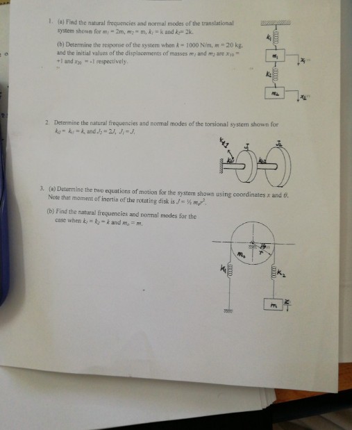 Solved 1. (a) Find the natural frequencies and normal modes | Chegg.com