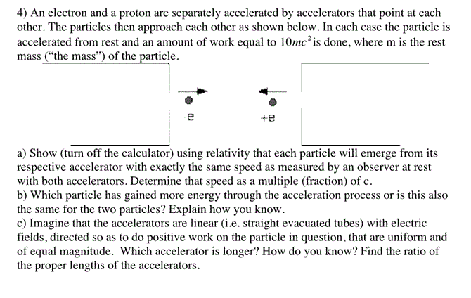 Solved 4) An electron and a proton are separately | Chegg.com