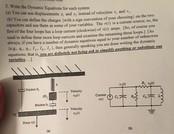 Write the Dynamic Equations for each system You can | Chegg.com