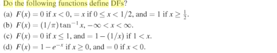 Solved Do the following functions define DFs? (a) F(x) = 0 | Chegg.com