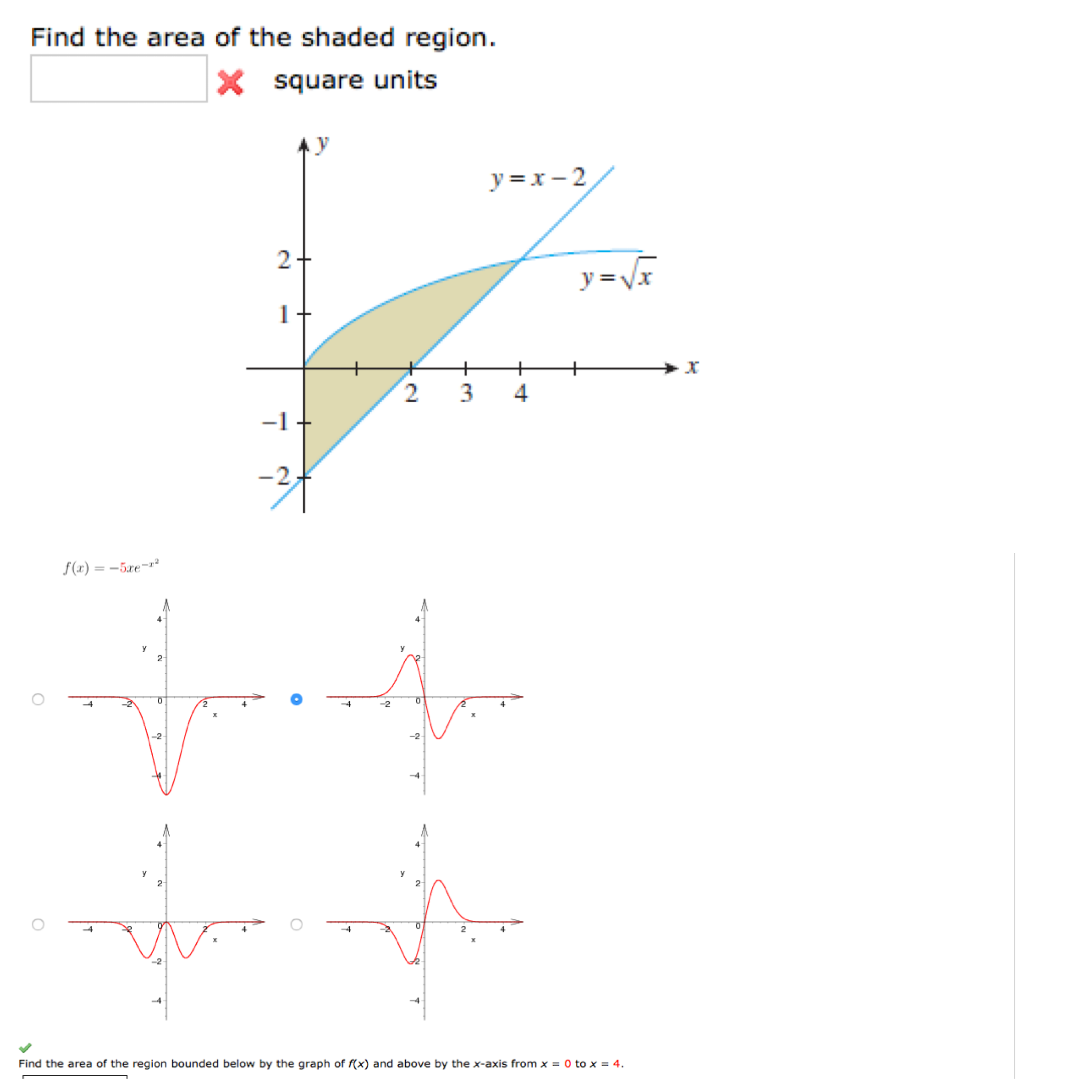 Solved Find the area of the shaded region. square units Find | Chegg.com
