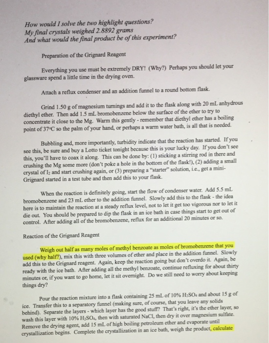 Solved How would I solve the two highlight questions? My | Chegg.com
