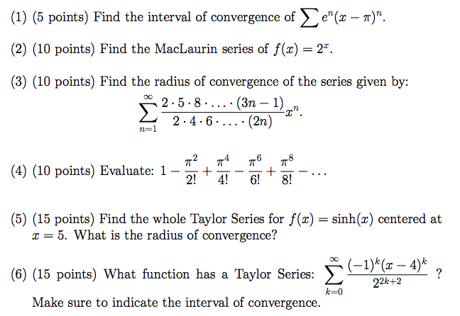 Solved Find the interval of convergence of sigma e^n(x - | Chegg.com