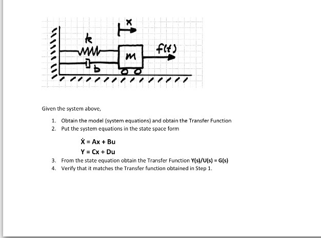 Solved Given the system above, Obtain the model (system | Chegg.com