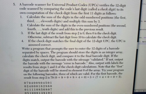 Solved 5. A barcode scanner for Universal Product Codes | Chegg.com