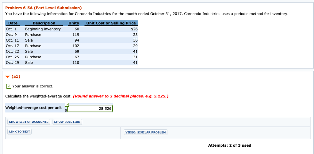 Solved Problem 6-5A (Part Level Submission) You have the | Chegg.com