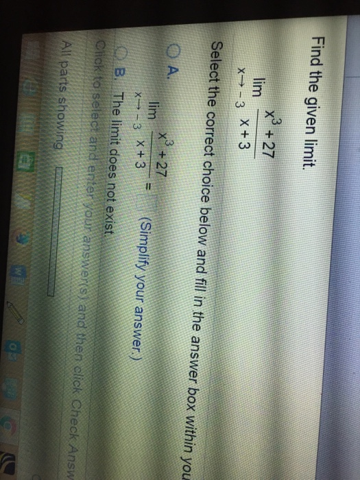 Solved Find the given limit. lim_x right arrow -3 x^3 + | Chegg.com
