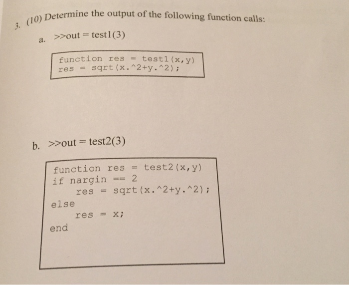 Solved Determine the output of the following function calls: | Chegg.com