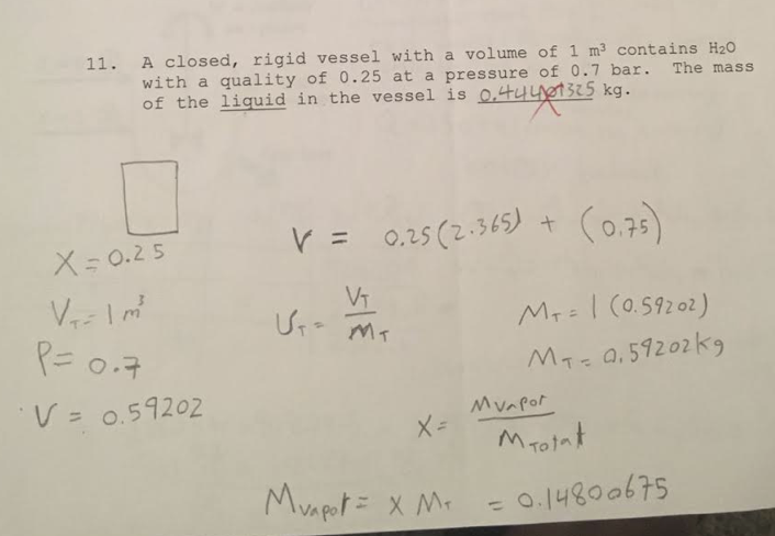 Solved 11. A closed, rigid vessel with a volume of 1 m3 | Chegg.com