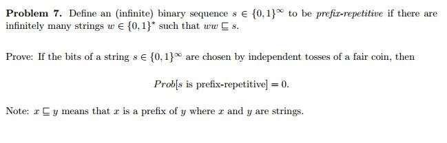 Solved Define an (infinite) binary sequence s {0, | Chegg.com