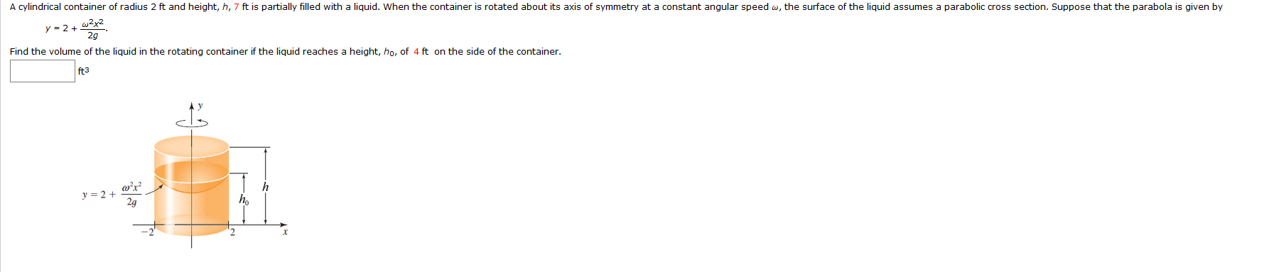 Solved A cylindrical container of radius 2 ft and height, h, | Chegg.com