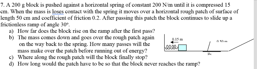 Solved A 200 g block is pushed against a horizontal spring | Chegg.com