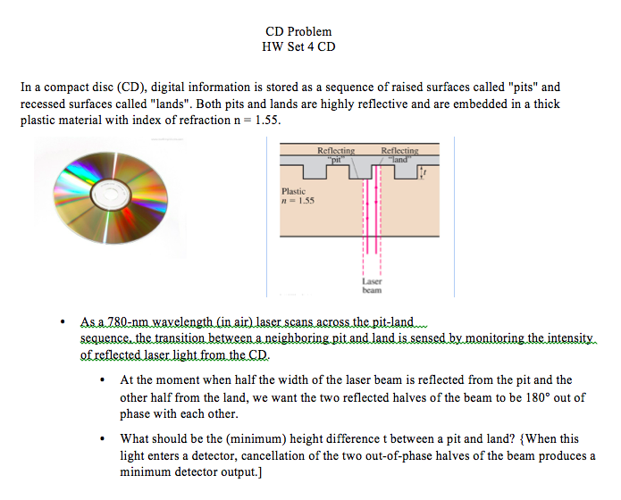 Solved In a compact disc (CD), digital information is stored | Chegg.com