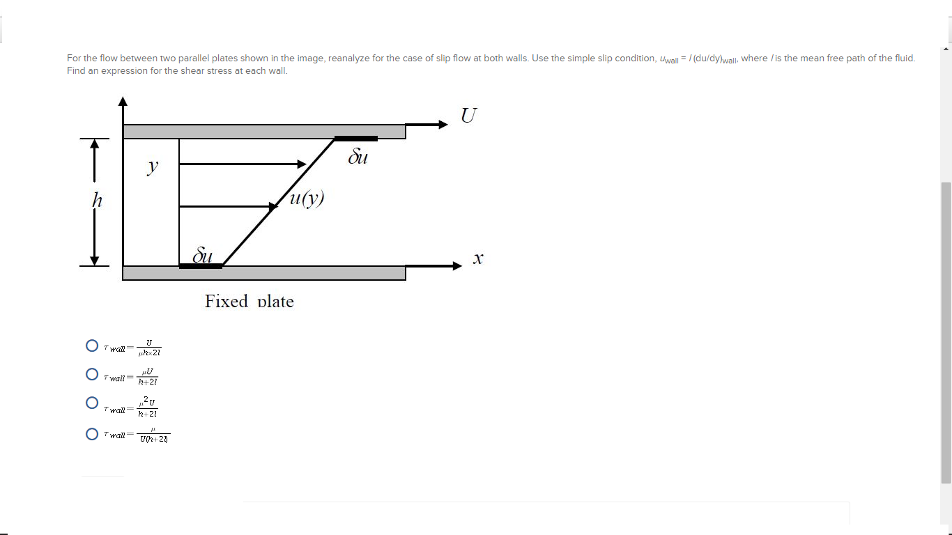 Solved For the flow between two parallel plates shown in the | Chegg.com