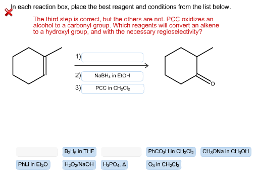 Solved In each reaction box, place the best reagent and | Chegg.com