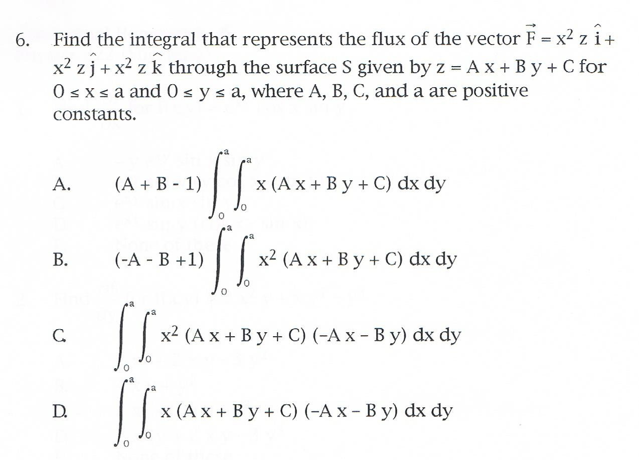Solved Find the integral that represents the flux of the | Chegg.com