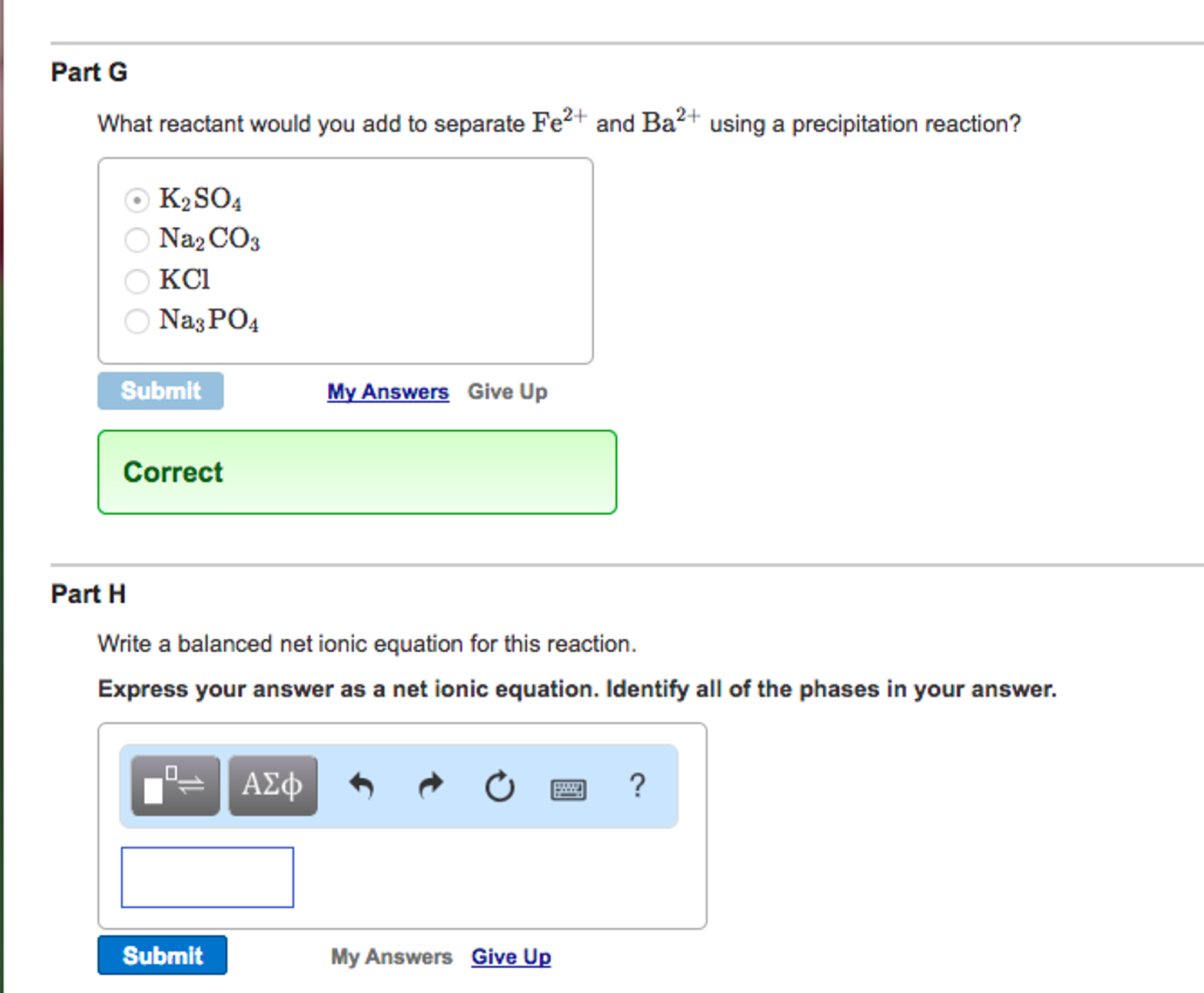 Solved Part E what reactant would you add to separate Ca and | Chegg.com