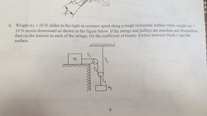 Solved Weight w_1 = 20 N slides to the right at constant | Chegg.com