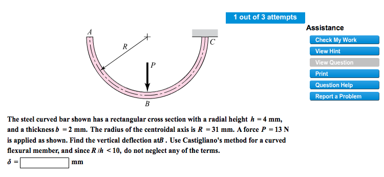 Solved The steel curved bar shown has a rectangular cross | Chegg.com