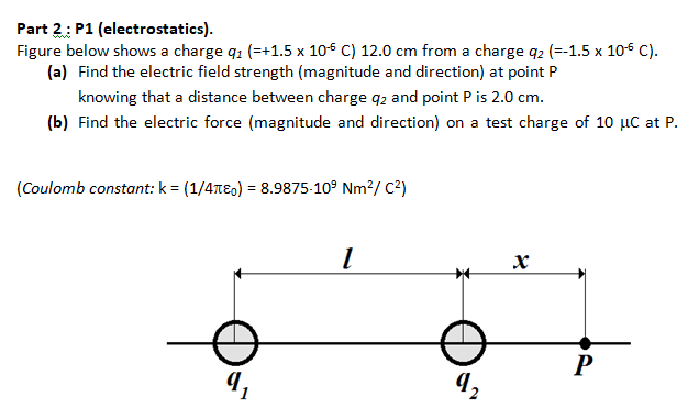 Solved Part 2: P1 (electrostatics) gure below shows a charge | Chegg.com