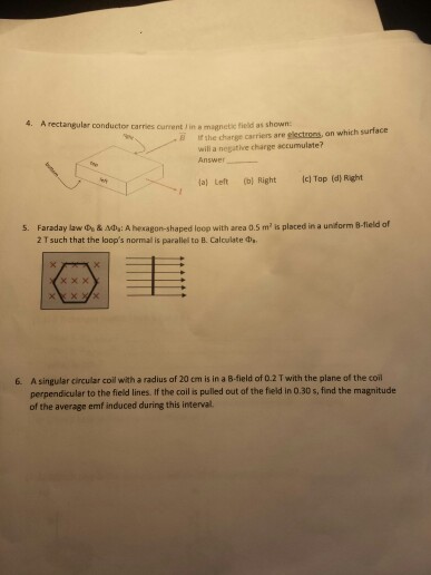 Solved 4. A rectangular conductor carries current Jim a | Chegg.com